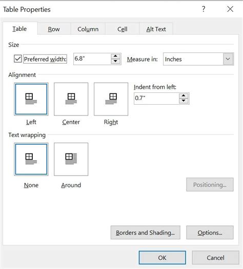 Word Table Positioning Button Is Disabled Grayed Out In Table