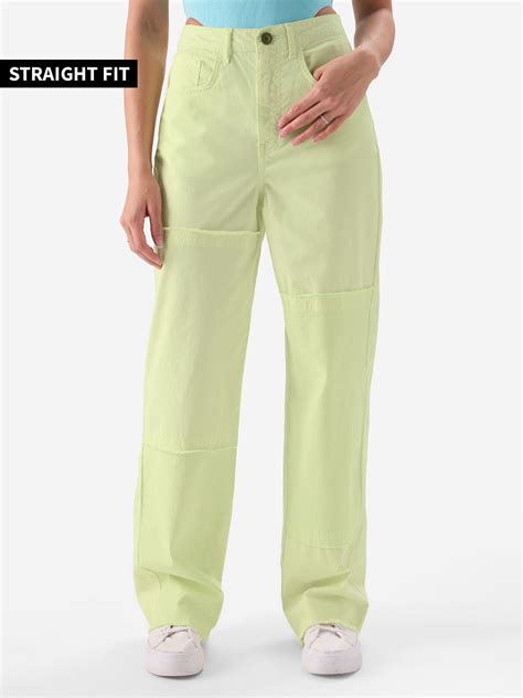 Buy Solids Periwinkle Straight Fit Women Pants Online