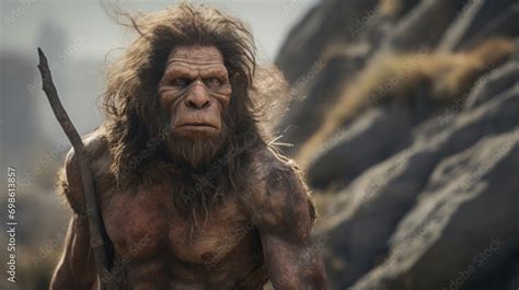 Stock Foto „ancient Explorer Australopithecus Explores Its Primordial Habitat A Glimpse Into