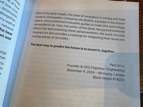 Foghashing Collaborates With Braiins On Groundbreaking Book Bitcoin Mining Heat Fog Hashing