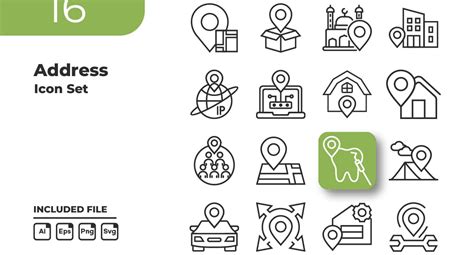 Address Outline Icons Set Icons Ft Address And Outline Envato