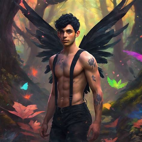 Shirtless Male Pixie With Black Hair Fanart
