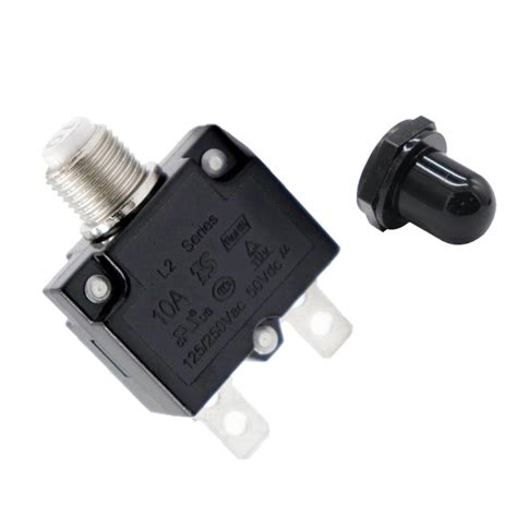 Arythe 10a Circuit Breaker Overload Switch Fuse Reset With Black Cap Ac