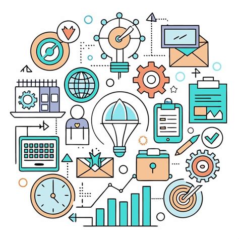 Business Process Workflow With Icons Premium Ai Generated Vector