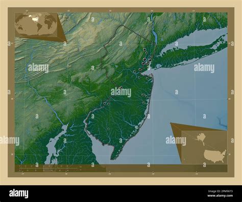 New Jersey State Of United States Of America Colored Elevation Map