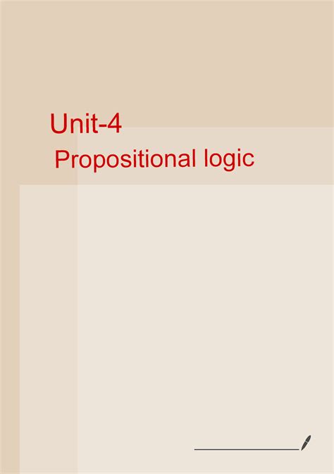 Sessions Propositional Logic Propositional Logic Unit Course