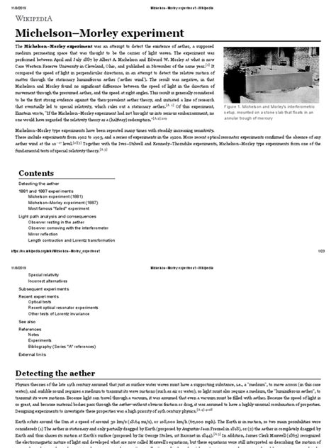 Michelson Morley Experiment Pdf Luminiferous Aether Special Relativity