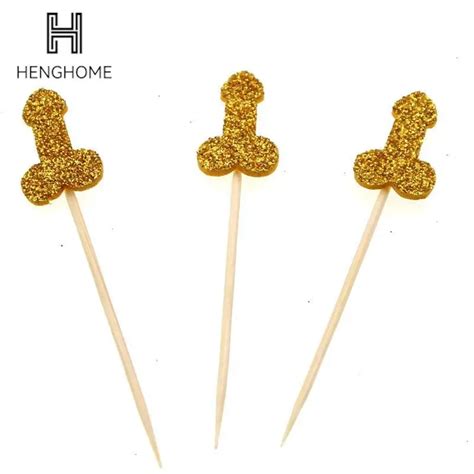 12pcs Glitter Willy Penis Cake Cupcake Topper Wedding Favor Hen Party
