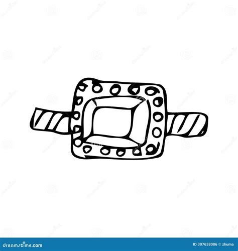 Sketch Of Diamond Wedding Ring For Men Outline Isolated Stock Vector