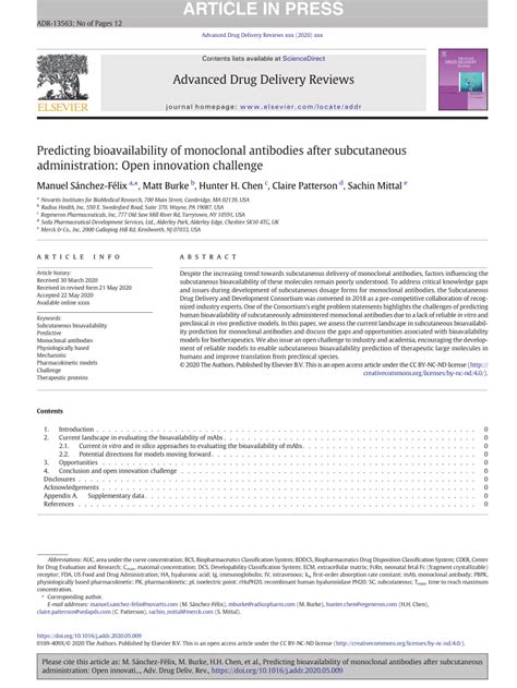 Pdf Predicting Bioavailability Of Monoclonal Antibodies After