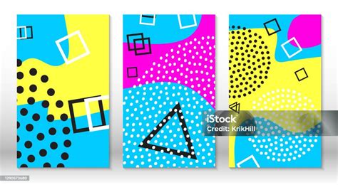 낙서 재미있는 패턴의 세트 힙스터 스타일 8090년대 유동적인 분홍색 파란색 노란색 색상 0명에 대한 스톡 벡터 아트 및 기타 이미지 Istock