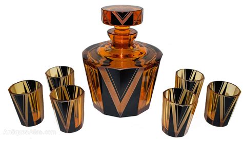 Antiques Atlas 1930s Art Deco Amber Glass Decanter Set