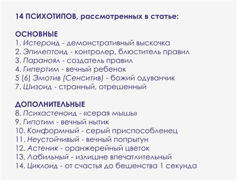 Психотипы 14 полных описаний с иллюстрациями и видео