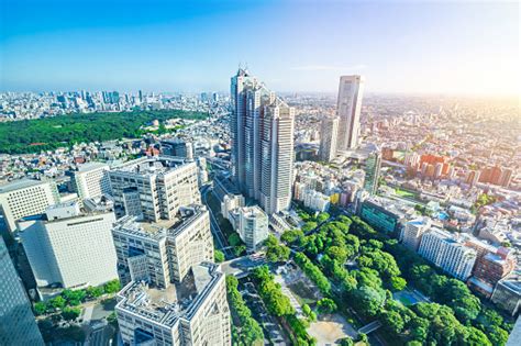 도쿄 일본에서 신주쿠의 스카이라인 공중 보기 사무실용 빌딩에 대한 스톡 사진 및 기타 이미지 사무실용 빌딩 일본 일출
