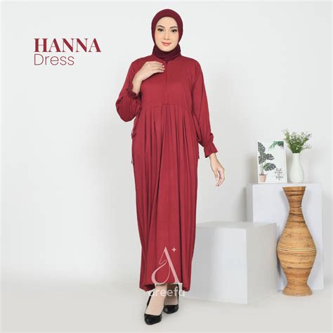 Jual Areefa Dress Hijab Wanita Korea Pesta Mewah Elegan Kondangan Simple Elegan Jumbo Big Size