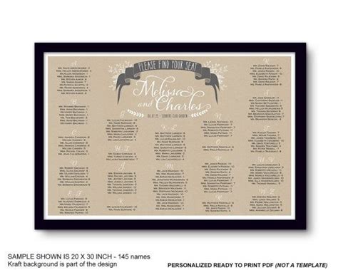 Rustic Seating Chart Poster Personalized Wedding Print