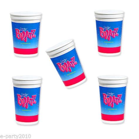 Bratz White Blue And Red Logo Drinking Cups Red Logo Blue Logo Drinking Cup