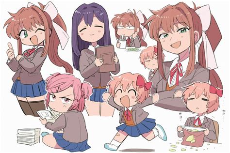 Monika Yuri Natsuki And Sayori Doki Doki Literature Club Drawn By