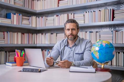 Elearning Remote Education Online With School Millenial Teacher By Video On Laptop In Class