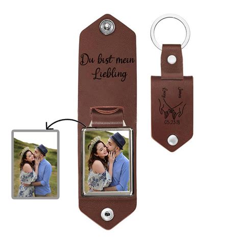Kettenmachen Personalisiertes Foto Text 2 Namen Datum Leder