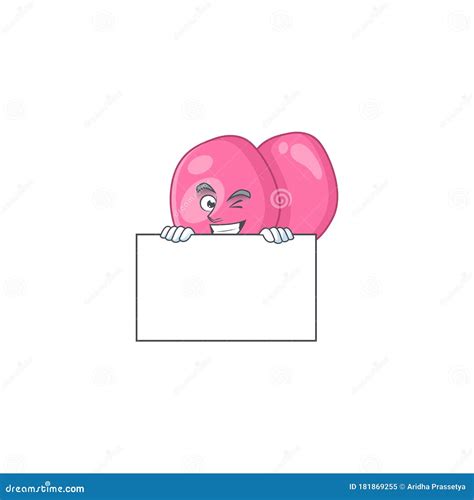 Sneaky Streptococcus Pyogenes Cartoon Character Style Hiding Behind A Board Stock Vector