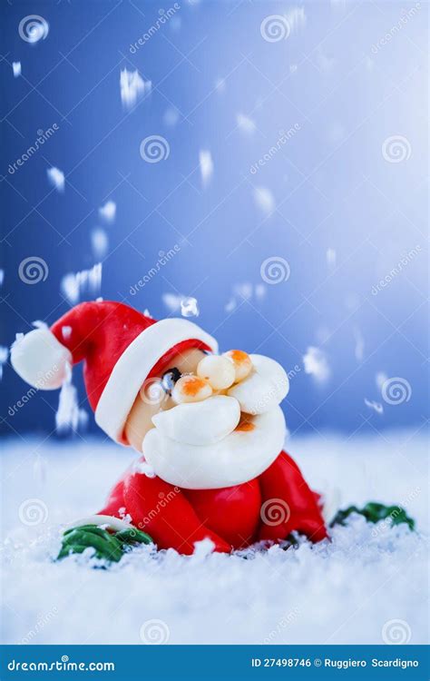 Weihnachtsmann Und Schnee Stockfoto Bild Von Verzierung 27498746