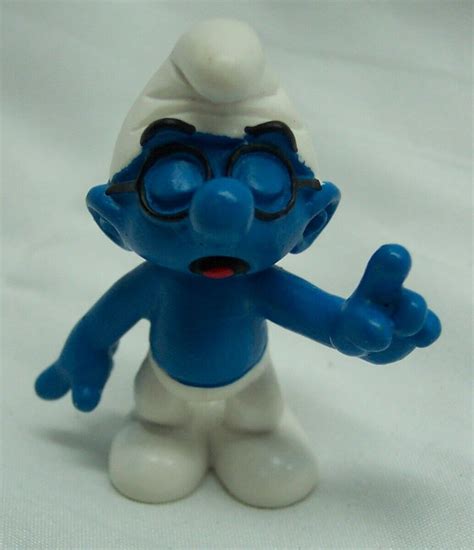 Vintage Schleich The Smurfs Brainy Smurf 2 Pvc Figure Toy 2004