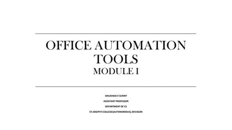 Office Automation Tools Starting With Ms Word Ppt