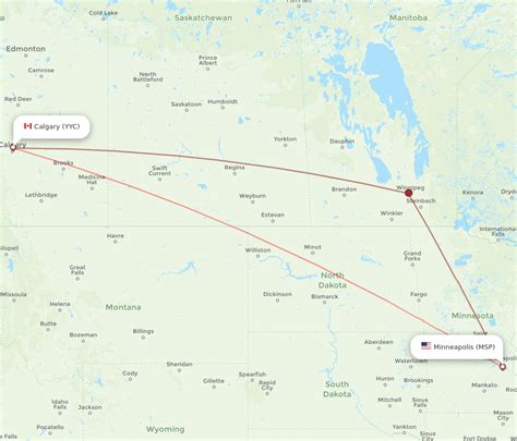 All Flight Routes From Calgary To Minneapolis Yyc To Msp Flight Routes