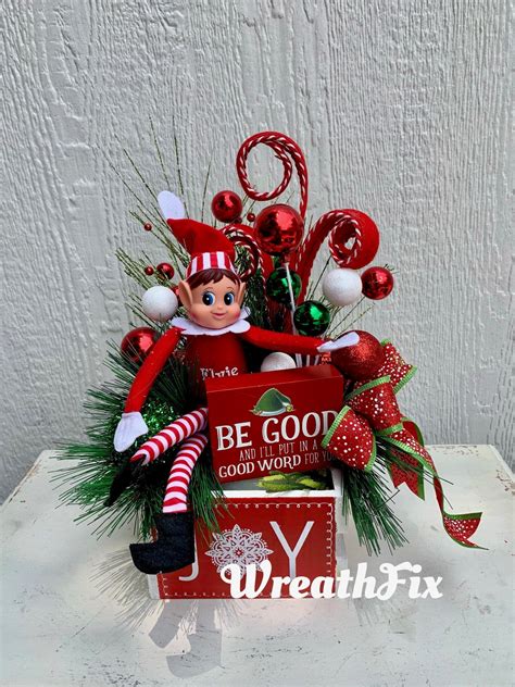 Small Elf Arrangement Centerpiece Christmas Table Decor Etsy
