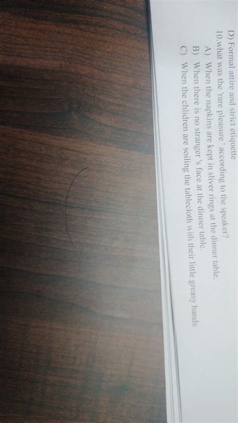 D Formal Attire And Strict Etiquette10what Was The Rare Pleasure Acc