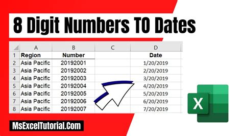 How To Convert 8 Digit Numbers To Dates In Excel Youtube