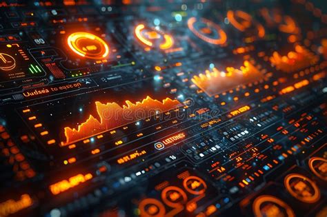 Close Up Of Computer Screen Showing Numbers Graphs In Electric Blue Font Stock Image Image Of