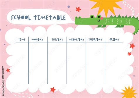 School Timetable Weekly Class Schedule School Timetable Template With Cute And Fun Colorful