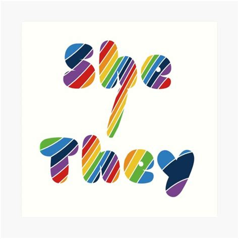 Rainbow Bubble Letters Shetthey Pronouns Art Print For Sale By