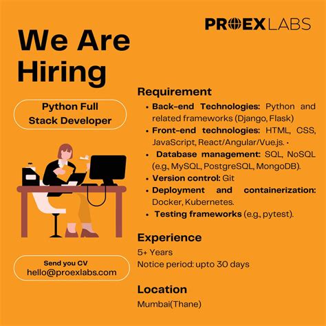 Pythondeveloper Fullstackdeveloper Mumbaijobs Thanejobs Techjobs Proex Labs
