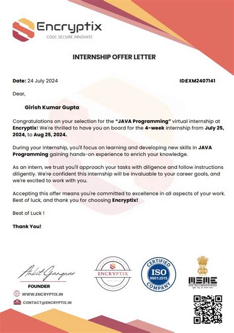 Internship Javaprogramming Softwaredevelopment Encryptix Excited Newbeginnings