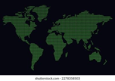 World Map Shown Binary Code Pattern Stock Vector Royalty Free