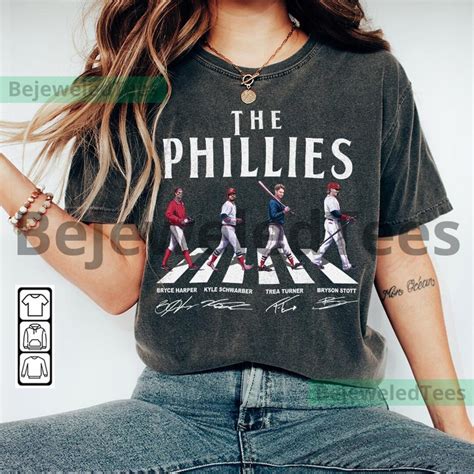 Phillies Walking Abbey Road Signatures Baseball Shirt Bryce Etsy