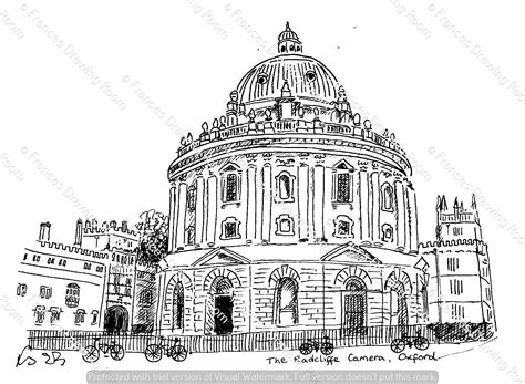 The Radcliffe Camera Oxford Print Line Drawing Illustration Black And White Etsy