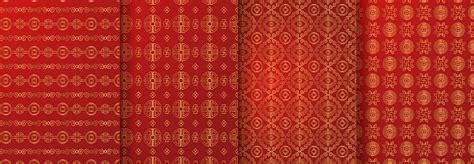 전통 중국어 원활한 패턴 세트입니다 빨간 황금 아시아 고급 장식 가리기에 대한 스톡 벡터 아트 및 기타 이미지 가리기