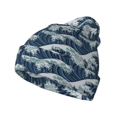 Easygdp A Japanese Great Wave Winter Beanie For Men Women Beanie Knit