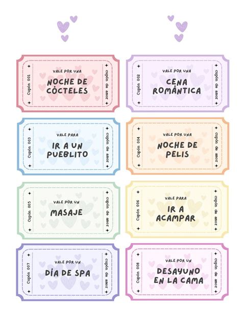 Este Documento Contiene 44 Cupones De Amor Para Realizar Actividades