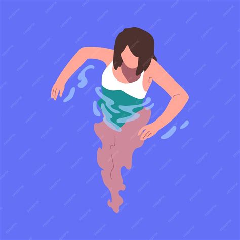 Frau Im Pool Weibliche Figur In Badebekleidung Die Im Meer Im
