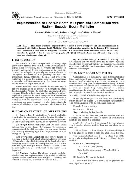 PDF Implementation Of Radix 2 Booth Multiplier And Comparison With