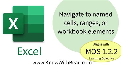 Excel Mos 122 Navigate To Named Cells Ranges Or Workbook Elements Kwb Youtube