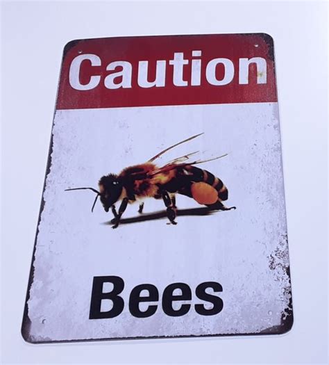 Caution Bees Metalsign Happbee Acres Bee Supply