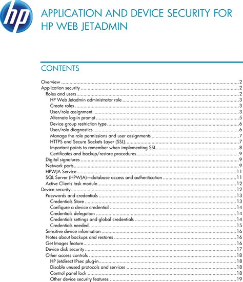 HP Application And Device Security For Web Jetadmin ENWW C