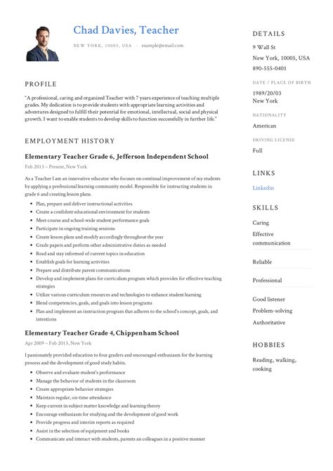 Elementary Teacher Resume Template