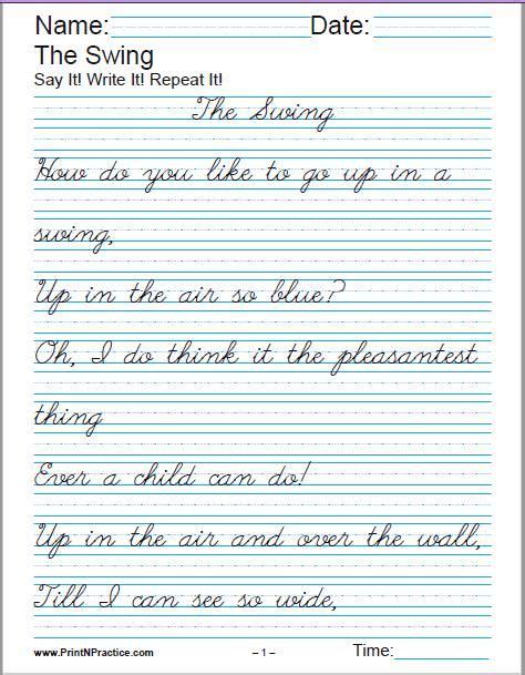 Fancy Cursive Handwriting Worksheets